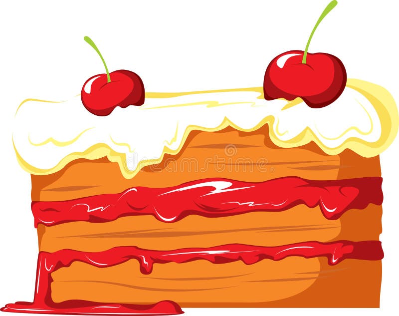 Cake with cherries stock illustration. Illustration of sweet - 64082177
