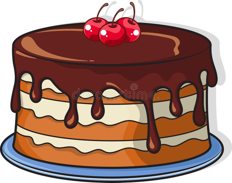 Cake with cherry topping stock illustration. Illustration of question ...