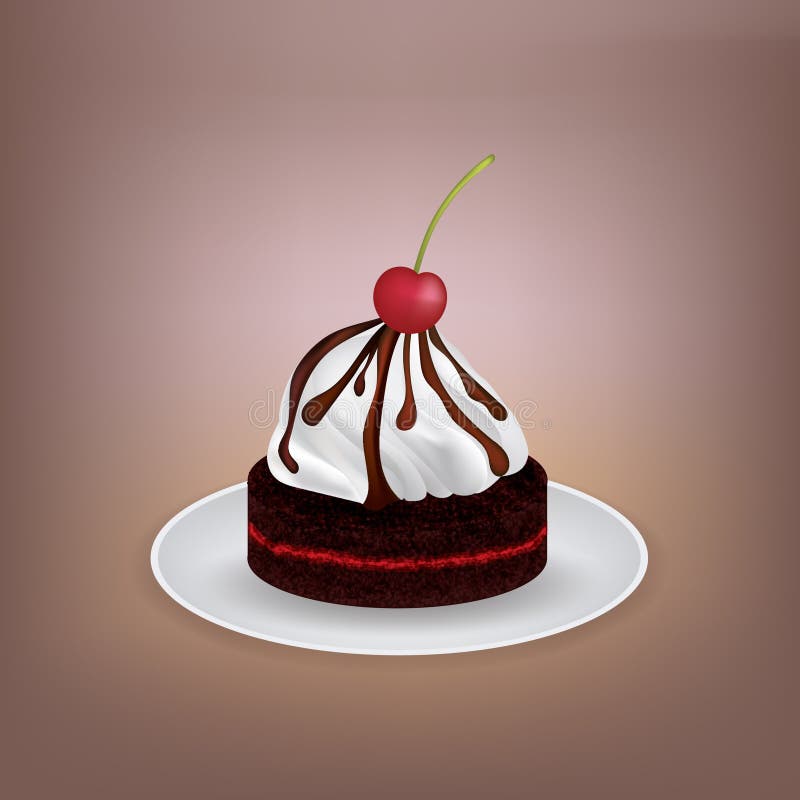 Cake with Cherry Topping. Vector Illustration Decorative Design Stock ...