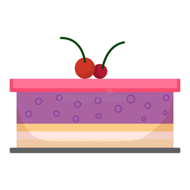 Cake with Cherry. Vector Cartoon Illustration Stock Illustration ...