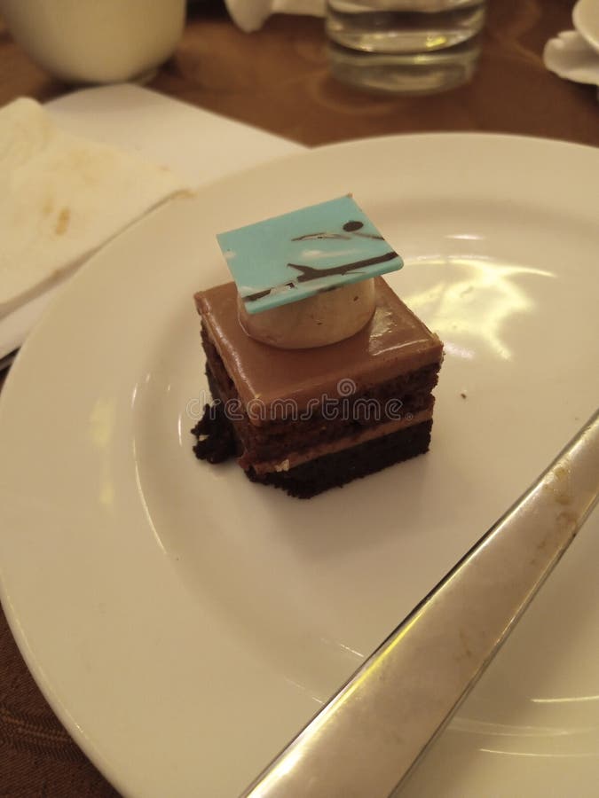 Cake chocolate in hotel stock image. Image of sweetness - 262378535