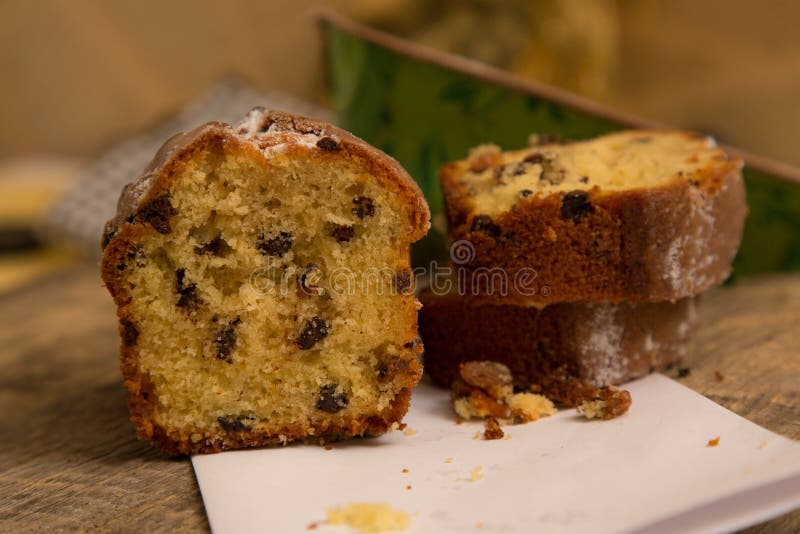 Cake with Chocolate and Raisins. Stock Image - Image of drizzled, plums ...