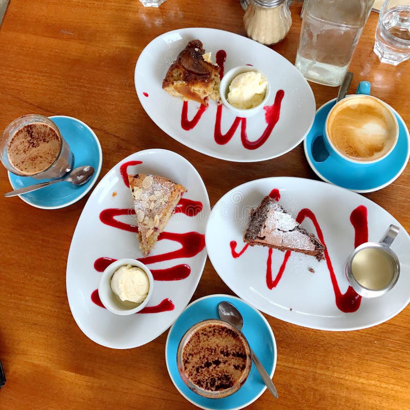 Cup of Coffee and Cake for Tea Time Stock Photo - Image of table ...