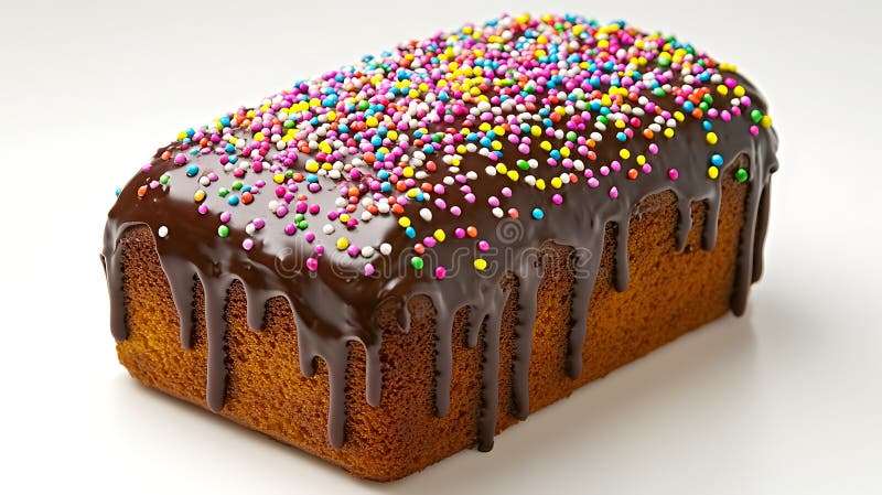 Cake with Colorful Sprinkles and Shiny Chocolate Coating Stock ...