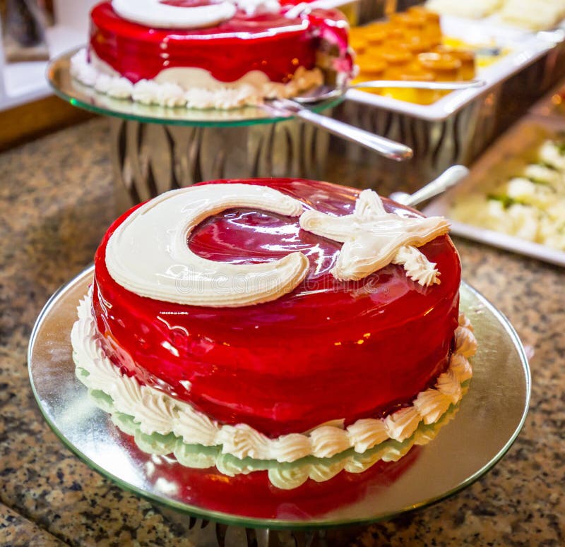 Cake with Colors of Turkish Flag in the Hotel Restaurant Stock Image ...