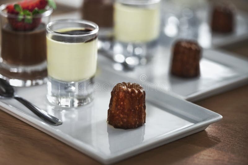 Cake and Cream on a Table in a Restaurant Stock Photo - Image of plate ...