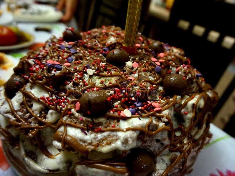 Curly Pincher Cake with Chocolate Stock Photo - Image of birthday ...