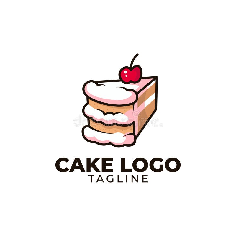 Cake Cute Cartoon Logo Template Stock Illustration - Illustration of ...
