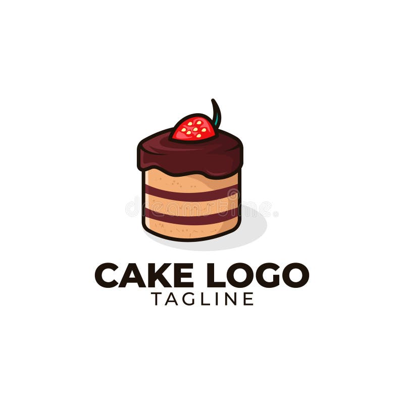 Cake Cute Cartoon Logo Template Stock Vector - Illustration of drawing ...