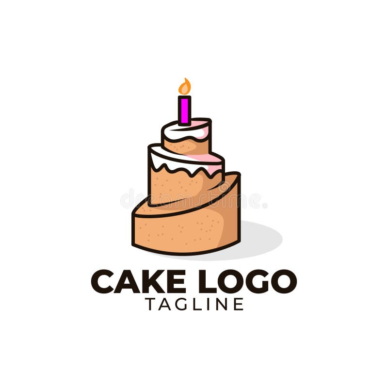 Cake Cute Cartoon Logo Template Stock Illustration - Illustration of ...