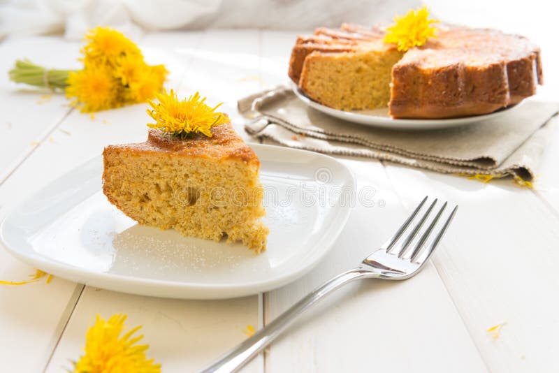 Cake with Dandelion S Flowers Stock Image - Image of table, gastronomy ...