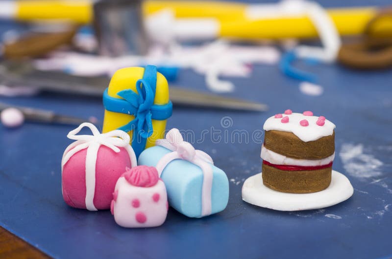 Cake Decorations Made of Fondant Stock Photo - Image of icing, bright ...