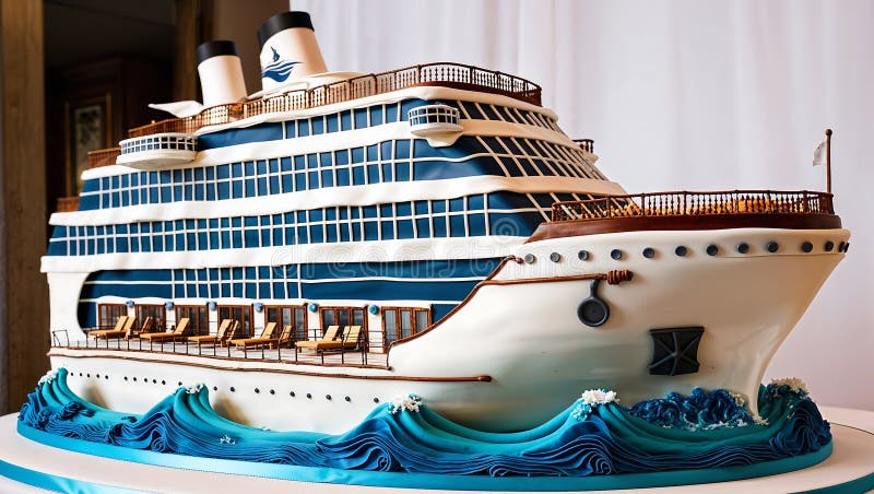 Luxurious Cruise Ship Cake with Stunning Details Stock Illustration ...
