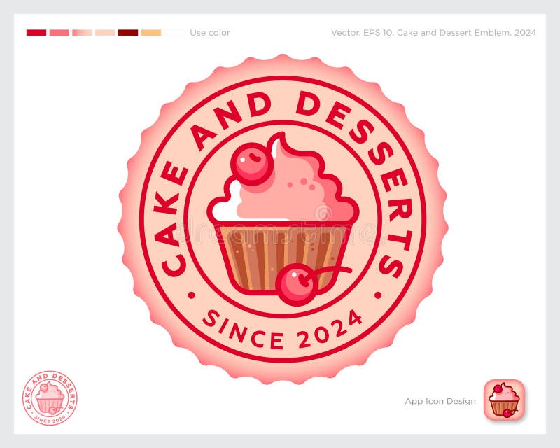 Cake and Desserts Emblem. Identity. Text and Chocolate Cupcake with ...