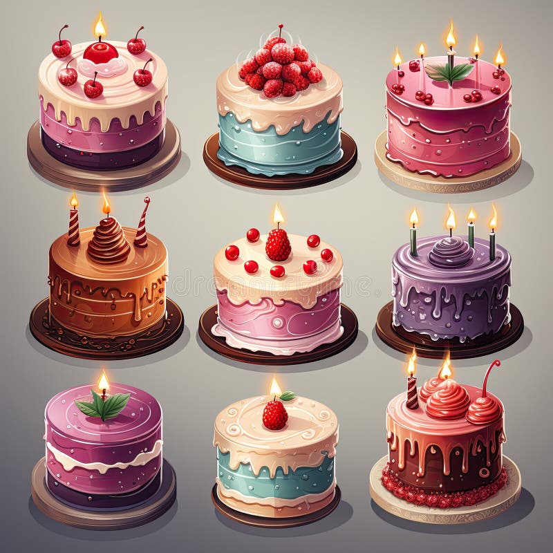 Cake of different flavors. stock illustration. Illustration of caramel ...