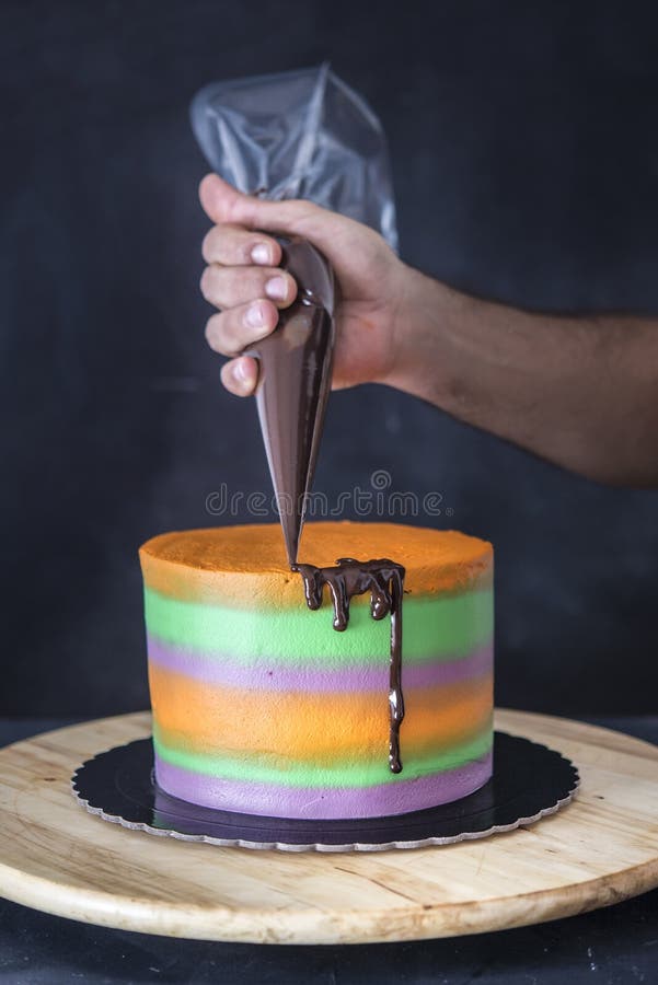 Cake of Differents Colors Baking Stock Photo - Image of gourmet ...