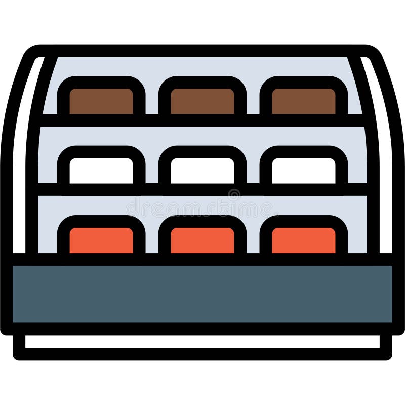Cake Display Case Icon, Bakery and Baking Related Vector Stock Vector ...