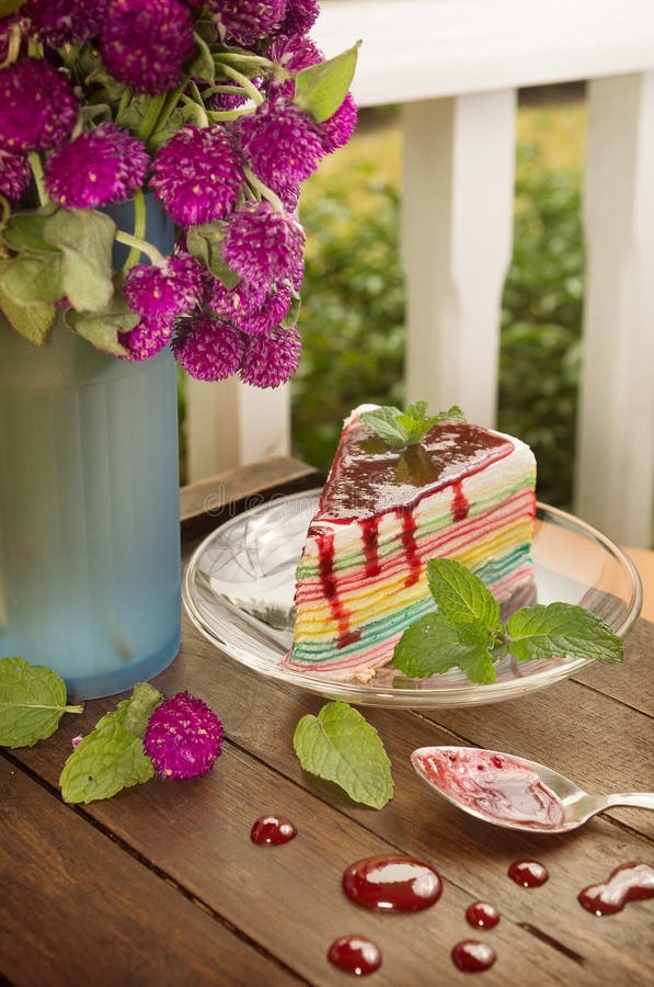 Cake with drops of jam stock image. Image of cake, spoon - 39087077