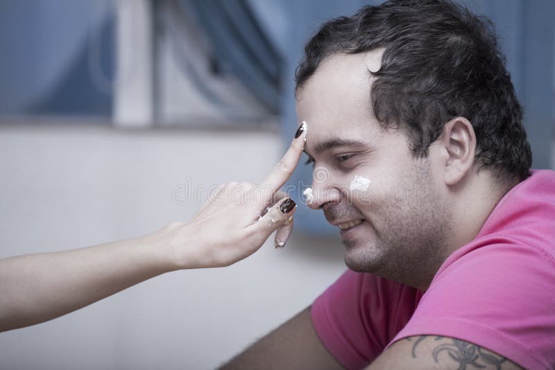 Cake on face stock photo. Image of fingers, male, choco - 35579290