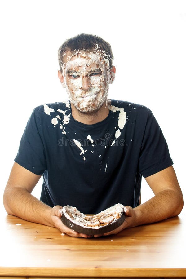 Cake on face. Stock Image stock photo. Image of human - 79715548