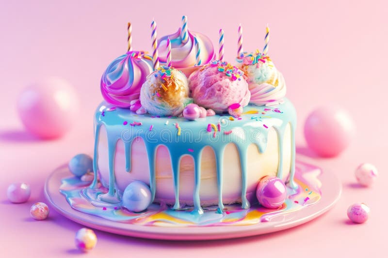 This Cake Features Lots of Icing and Decorations. a Modern is Used To ...