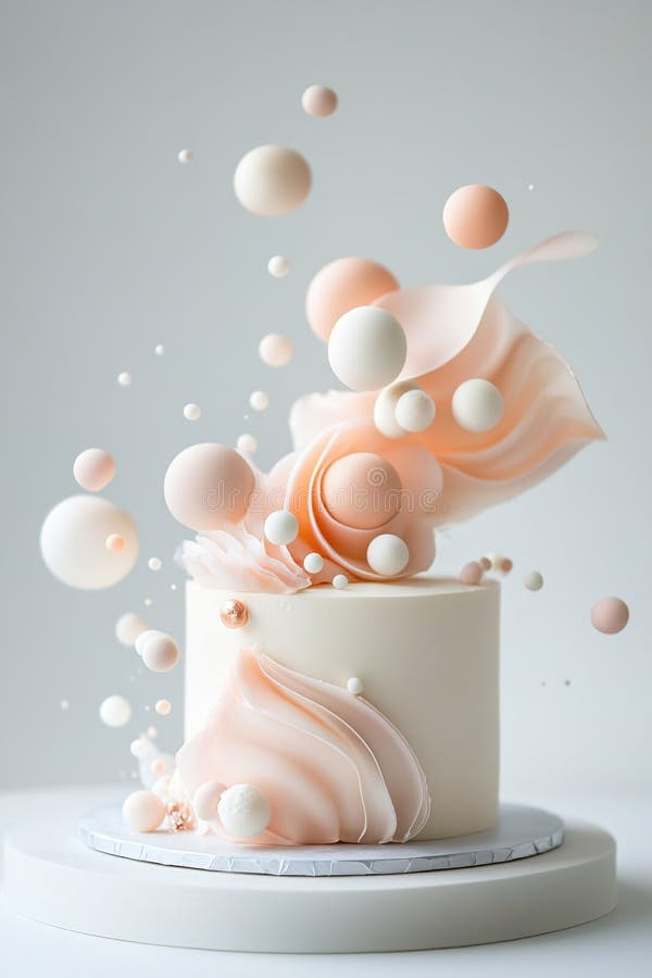 This Cake Features Sculpted Layers with Soft Gradient Hues and Floating ...
