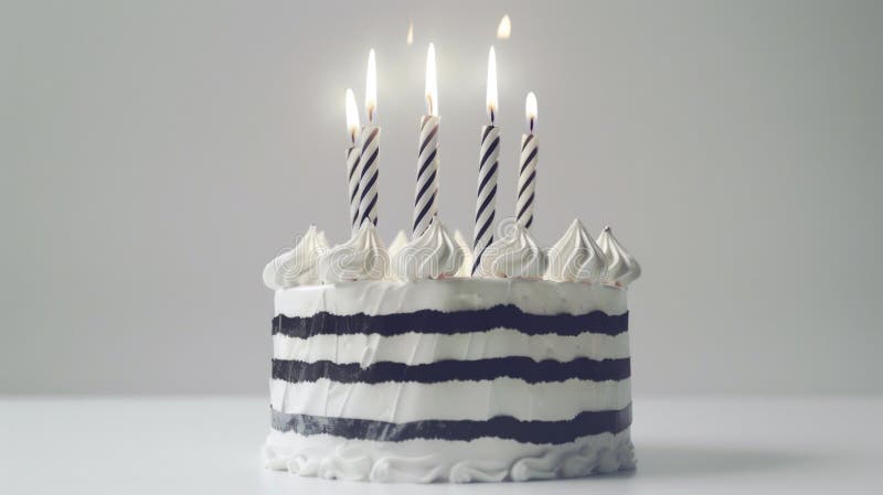 A Cake with Five Candles on it Stock Image - Image of birthday, fire ...