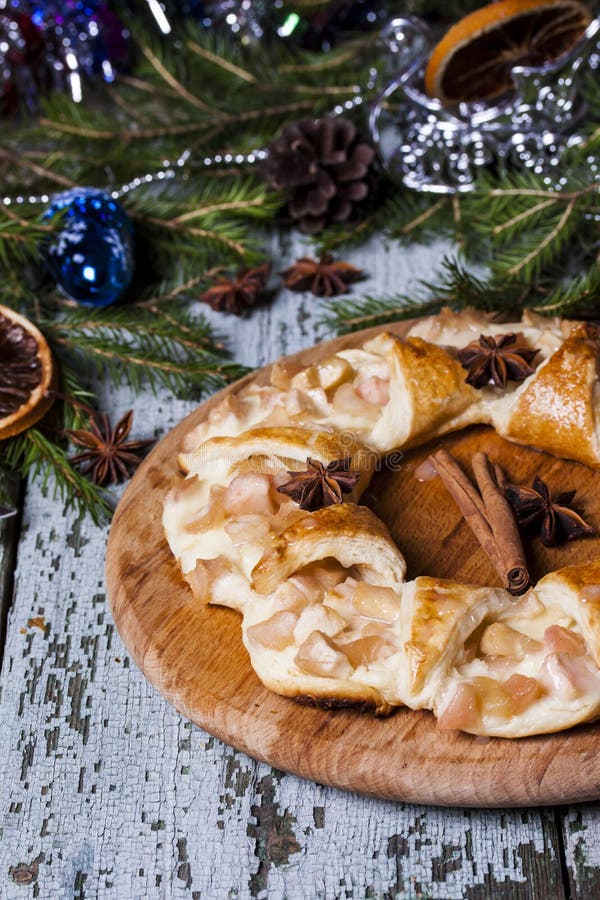 Cake from Flaky Pastry with Apples Stock Photo - Image of rustic ...