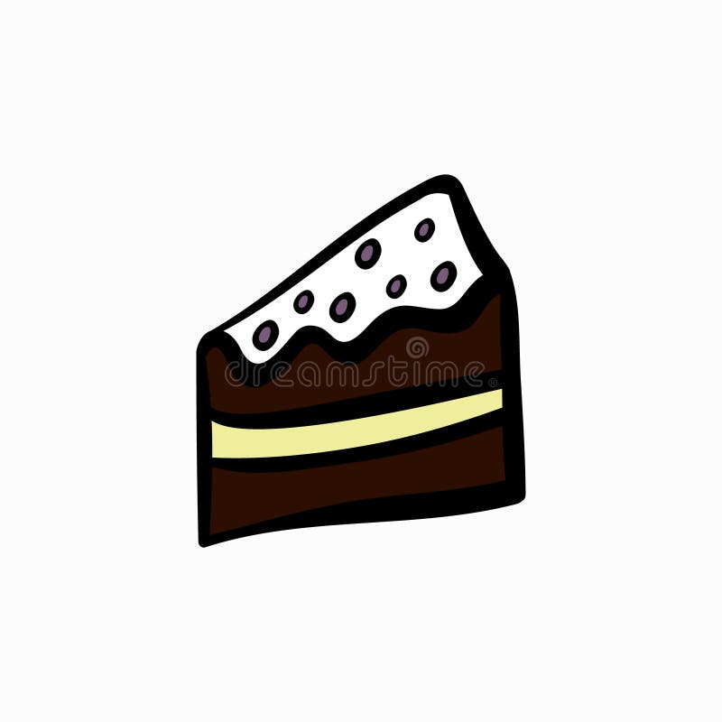 Cake Flat Icon. Drawing by Hand. Vector Illustration Stock Vector ...