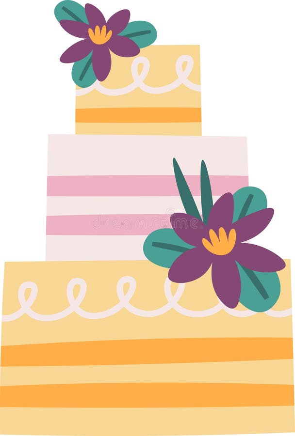 Cake with Flowers stock vector. Illustration of sweet - 303544288