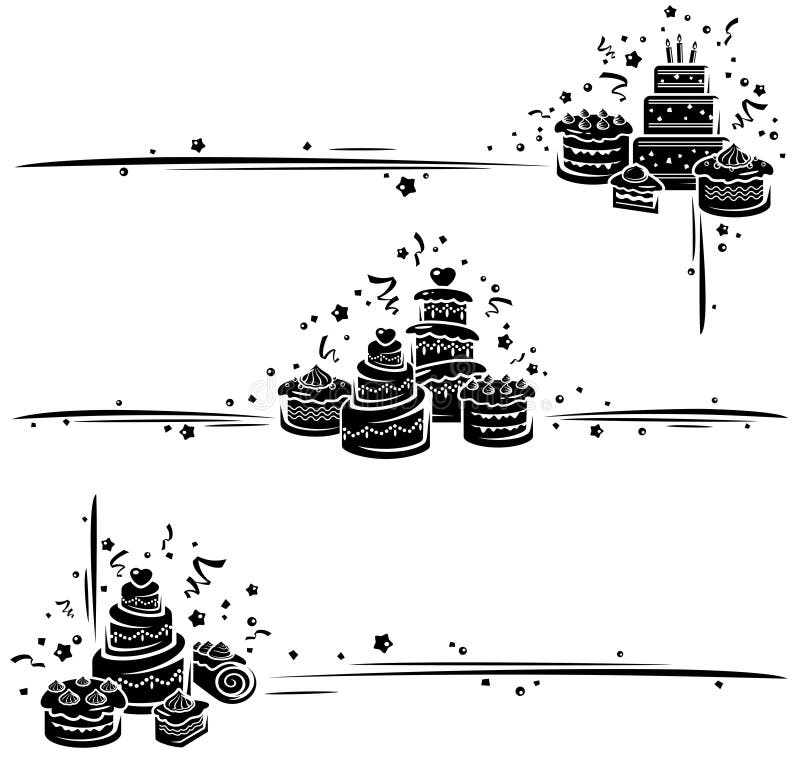 Cake Frame Set. Elements and Icons Collection Cake Stock Vector ...