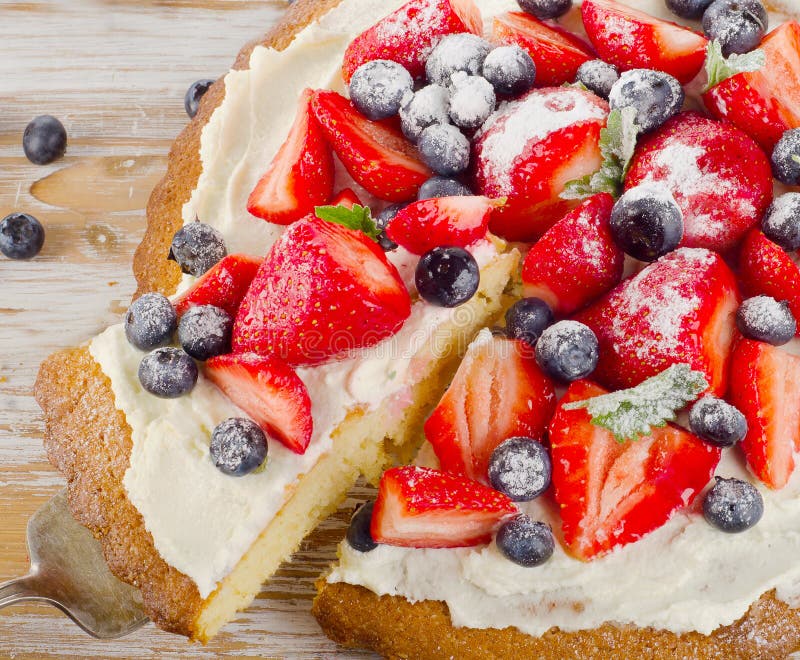 Cake with fresh berries stock photo. Image of dinner - 63432518