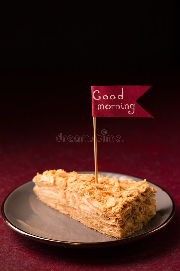 Cake with Good Morning Wishes Stock Photo - Image of background, bean ...