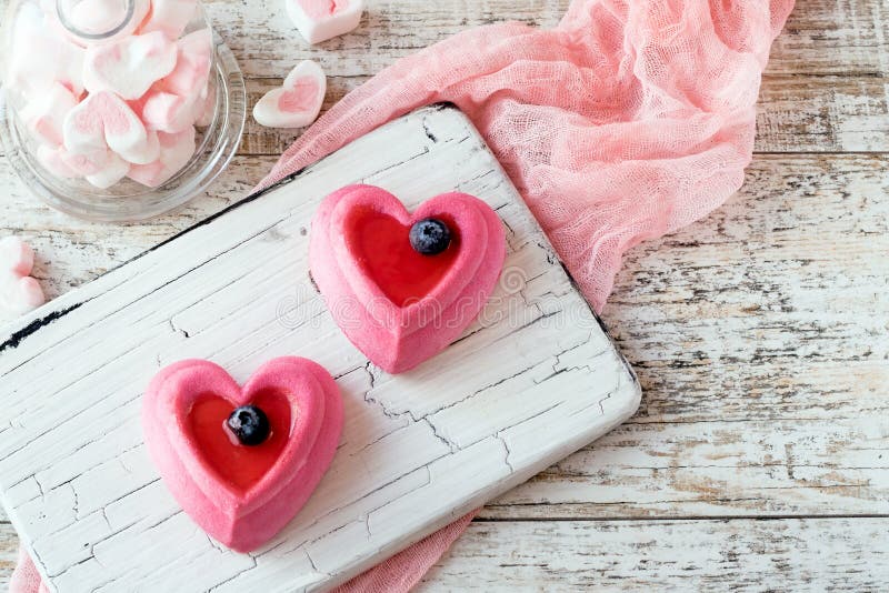 Cake Hearts on White Rustic Board Stock Image - Image of board ...