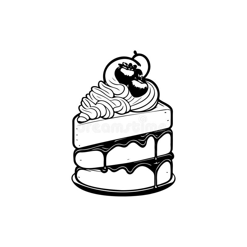 Cake Icon Hand Draw Black Thanksgiving Colour Logo Symbol Perfect Stock ...