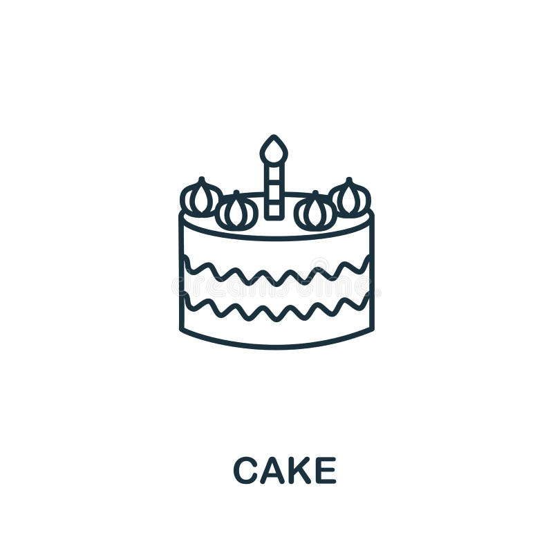 Cake Icon from Party Collection. Simple Line Element Cake Symbol for ...