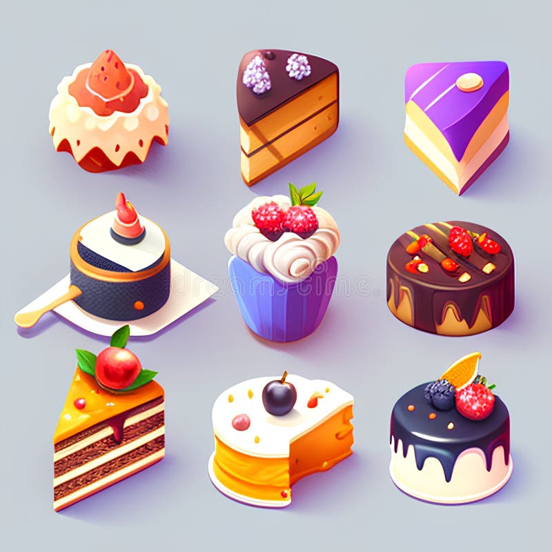 Cake Icon Set. Cartoon Illustration of Cake Vector Icons for Web Design ...