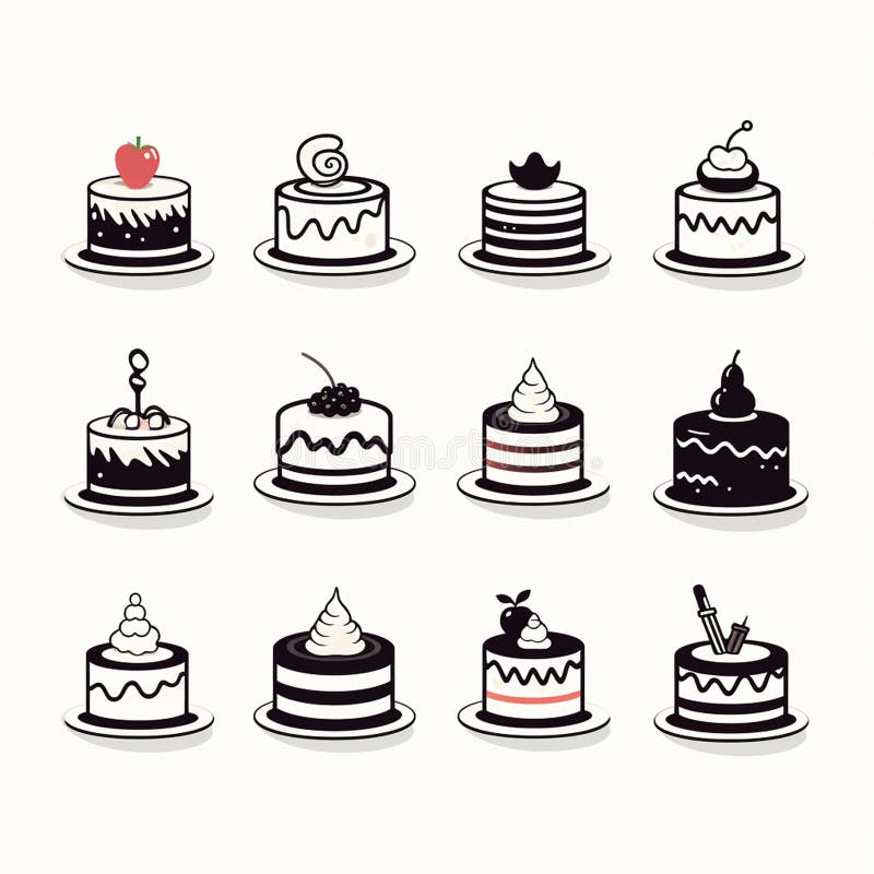 Cake Icon Set. Vector Illustration of a Set of Cakes Stock Illustration ...