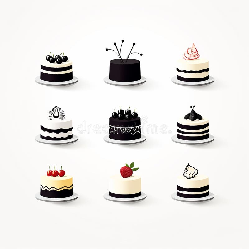 Cake Icon Set. Vector Illustration of a Set of Cakes Stock Illustration ...