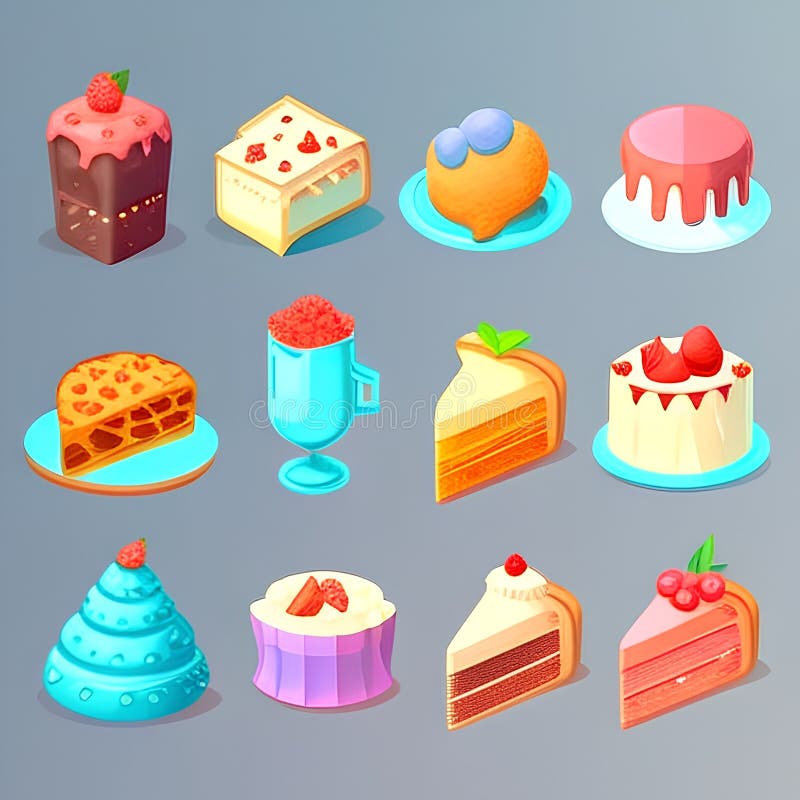 Cake Icons Set. Cartoon Illustration of Cake Vector Icons for Web ...