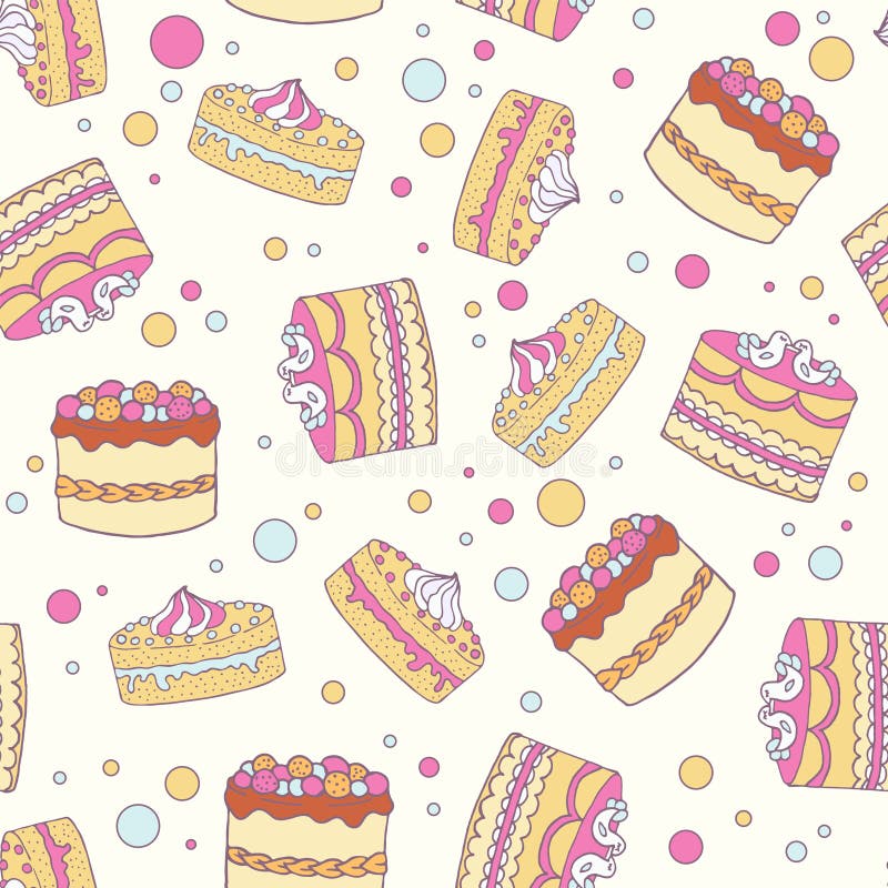 Cake Illustration Seamless Pattern Stock Vector - Illustration of food ...