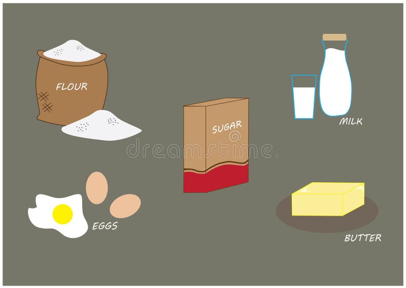 Cake Ingredients. Vector Illustration Decorative Design Stock Vector ...
