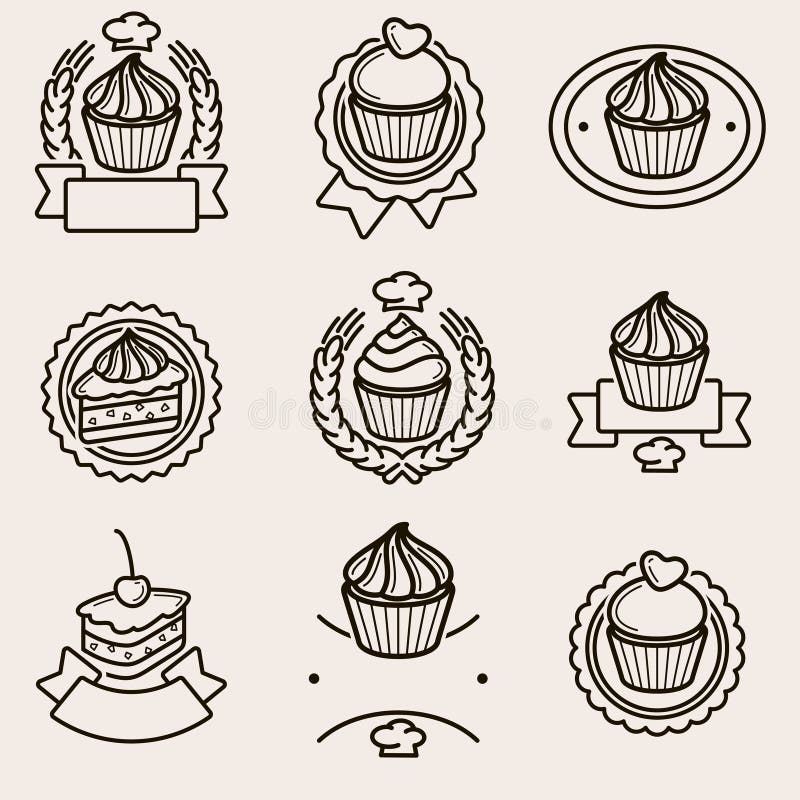Cake Labels and Elements Set. Collection Icon Cake Stock Vector ...