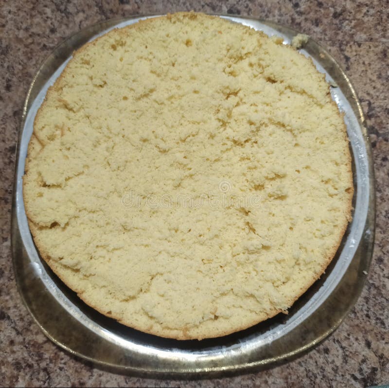 Cake Layer on Plate on Kitchen Table Stock Image - Image of nutritious ...