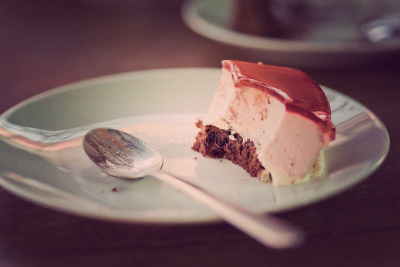 Cake left stock photo. Image of piece, abstract, brown - 94220998