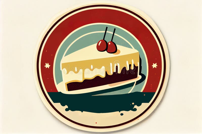 Cake Logo, Kitschy Vintage Retro Simple Style, with Copy Space Stock ...