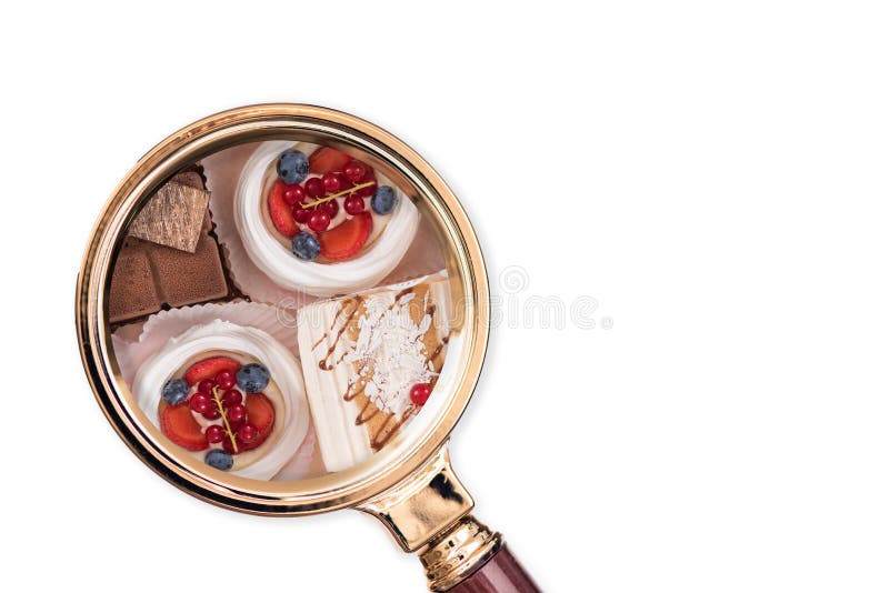 Cake in the Magnifying Glass Stock Image - Image of crearive, meringue ...