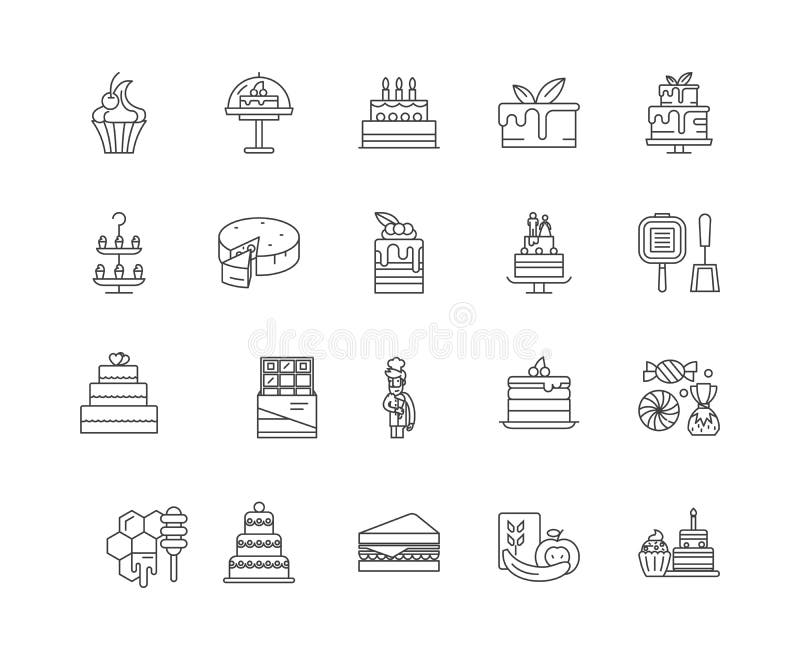 Cake Making Line Icons, Signs, Vector Set, Outline Illustration Concept ...