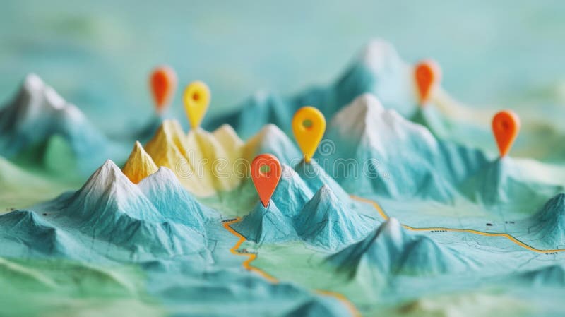 A Cake with a Map and Pin Points on it Stock Illustration ...