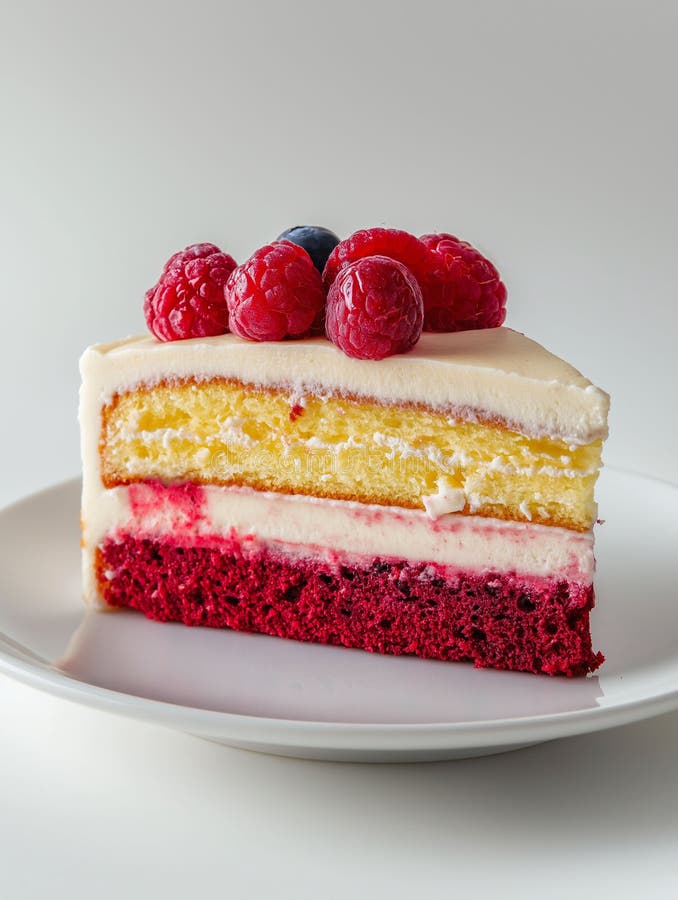 Vibrant Slice of Cake on a White Plate Stock Illustration ...